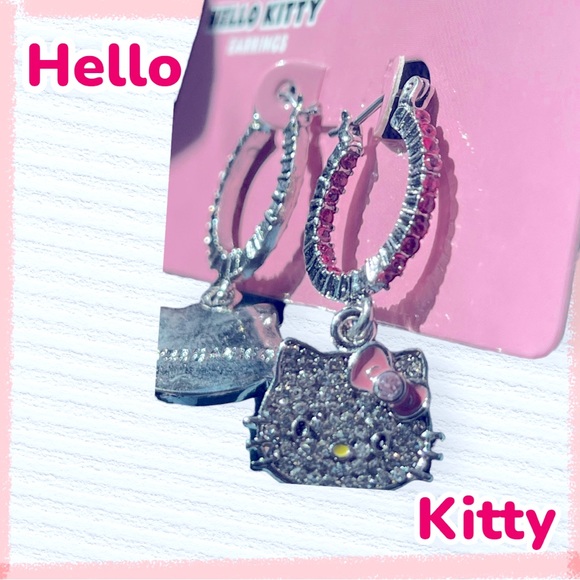 Hello Kitty | Jewelry | Hello Kitty Bling Deep Pink Hoop Drop Earrings ...